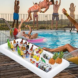 MorTime 4 PACK Inflatable Ice Serving Bar, 53"x25" Pool Party Buffet Drink Cooler, Ice Tray Food Drink Containers for Summer Parties