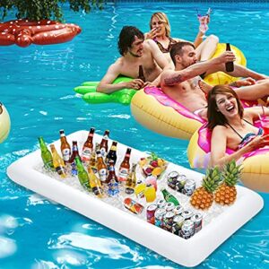 MorTime 4 PACK Inflatable Ice Serving Bar, 53"x25" Pool Party Buffet Drink Cooler, Ice Tray Food Drink Containers for Summer Parties