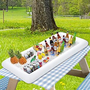 MorTime 4 PACK Inflatable Ice Serving Bar, 53"x25" Pool Party Buffet Drink Cooler, Ice Tray Food Drink Containers for Summer Parties