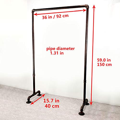 Womio Industrial Pipe Clothing Racks,36 in Hanging Clothes Retail Display,Commercial Grade Pipe Clothes Racks,Heavy Duty Garment Racks,Retro Red