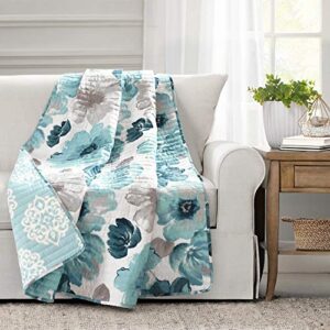 lush decor leah reversible throw blanket, 60" x 50", blue