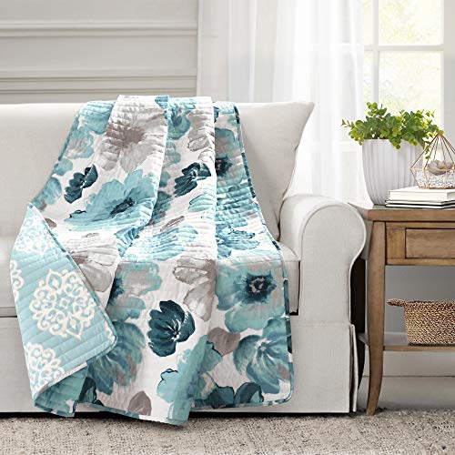 Lush Decor Leah Reversible Throw Blanket, 60" x 50", Blue