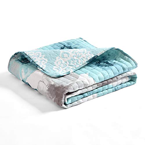 Lush Decor Leah Reversible Throw Blanket, 60" x 50", Blue