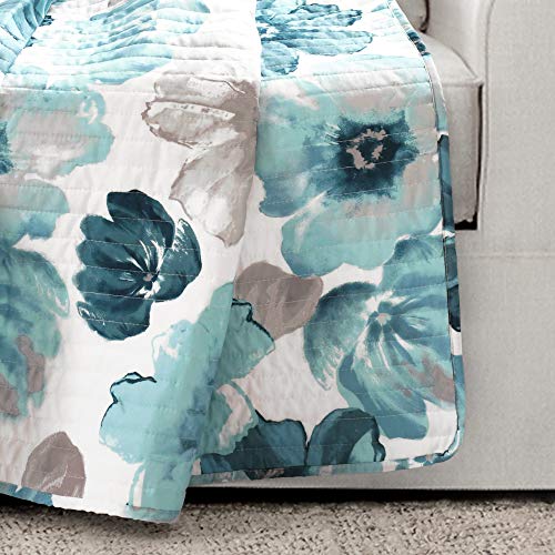 Lush Decor Leah Reversible Throw Blanket, 60" x 50", Blue