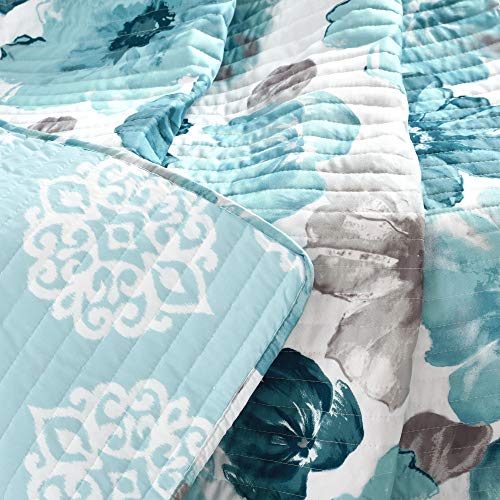 Lush Decor Leah Reversible Throw Blanket, 60" x 50", Blue