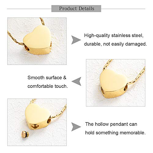 constantlife Cremation Jewelry for Ashes - Heart Pendant Memorial Urn Necklace Ashes Holder Stainless Steel Personalized Customization Keepsake (Customize)