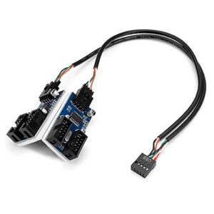 rocketek 9pin usb header male 1 to 4 female extension card usb 2.0 splitter cable connector for motherboard, adapter port multiplier for cpu, wifi receiver, fans, and rgb light …