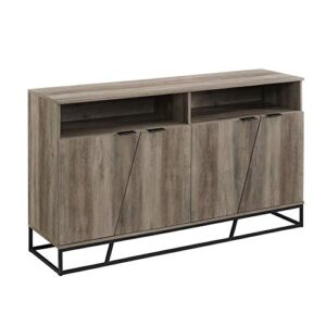 Walker Edison Angled Door Cabinet-Sideboard-Buffet with Open Shelf Storage, 58, Grey Wash