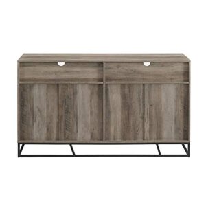 Walker Edison Angled Door Cabinet-Sideboard-Buffet with Open Shelf Storage, 58, Grey Wash