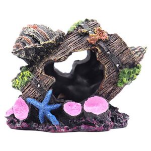 ulifery small cute barrel fish tank decorations aquarium hideaway cave house with shell