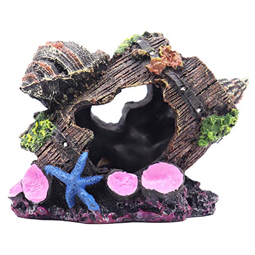 Ulifery Small Cute Barrel Fish Tank Decorations Aquarium Hideaway Cave House with Shell