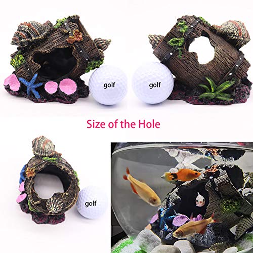 Ulifery Small Cute Barrel Fish Tank Decorations Aquarium Hideaway Cave House with Shell