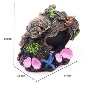 Ulifery Small Cute Barrel Fish Tank Decorations Aquarium Hideaway Cave House with Shell