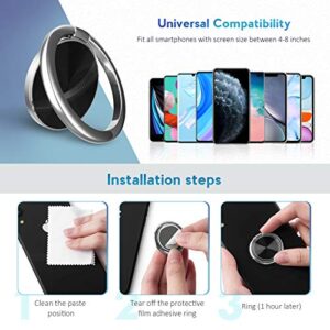 ORIbox Phone Ring Holder Finger Kickstand,Metal Grip Holder for Magnetic Car Mount Compatible with All iPhone 12 Pro max/12Pro/12/12 mini/11 Pro max/11,for Samsung Galaxy, Silver