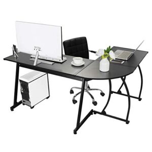 zeny 58'' l-shaped gaming desk computer corner desk reversible table home office desk pc workstation study writing desk wood & steel