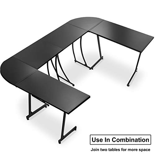 ZENY 58'' L-Shaped Gaming Desk Computer Corner Desk Reversible Table Home Office Desk PC Workstation Study Writing Desk Wood & Steel