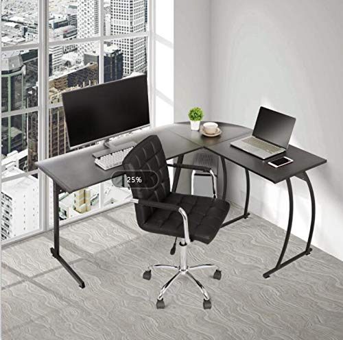 ZENY 58'' L-Shaped Gaming Desk Computer Corner Desk Reversible Table Home Office Desk PC Workstation Study Writing Desk Wood & Steel