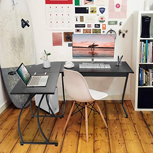 ZENY 58'' L-Shaped Gaming Desk Computer Corner Desk Reversible Table Home Office Desk PC Workstation Study Writing Desk Wood & Steel