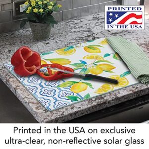 CounterArt Lovely Lemons 3mm Heat Tolerant Tempered Glass Cutting Board 15” x 12” Manufactured in the USA Dishwasher Safe