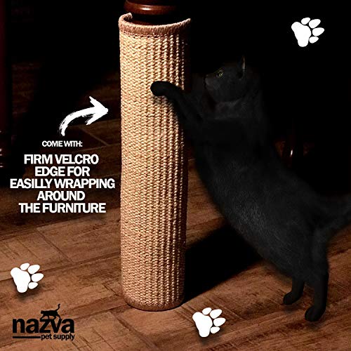 Cat Scratcher Sisal Mat Beige Rug - 2 Pack x 16” x 12” Each - Natural Scratch Pad Velcro Furniture Carpets Sofas Protectors