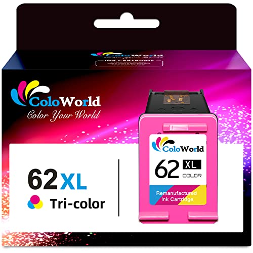 ColoWorld Remanufactured Ink Cartridge Replacement for HP 62XL 62 XL Work with Envy 7640 5660 5540 5661 5642 5640 5640 5663 5544 5542 5549 OfficeJet 5740 250 5745 5746 200 Printer Tray (1 Color)