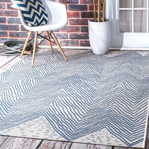 nuloom wavy chevron indoor/outdoor area rug, 3' x 5', blue