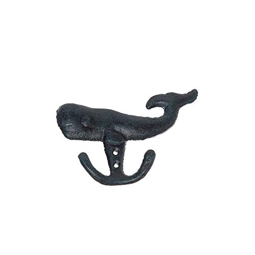 Beachcombers B22706 Iron Whale Dual Prong Wall Hook, 6.57-inch Length