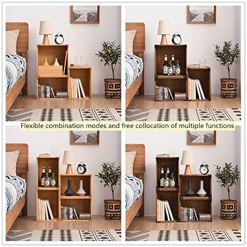 KIRIGEN Stackable Wood Storage Cube/Basket/Bins Organizer for Home Books Clothes Toy - Modular Open Cubby Storage System - Office Bookcase Closet Shelves C15-DBR