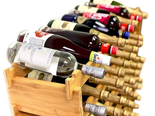 DECOMIL 72 Bottle Stackable Modular Wine Rack Wine Storage Rack Solid Bamboo Wine Holder Display Shelves, Wobble-Free (Eight-Tier, 72 Bottle Capacity)