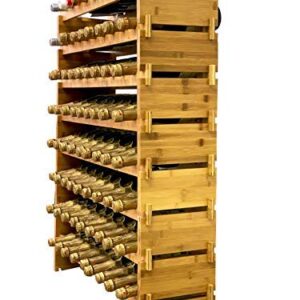 DECOMIL 72 Bottle Stackable Modular Wine Rack Wine Storage Rack Solid Bamboo Wine Holder Display Shelves, Wobble-Free (Eight-Tier, 72 Bottle Capacity)