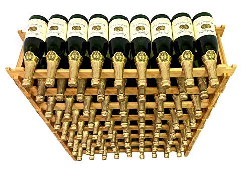 DECOMIL 72 Bottle Stackable Modular Wine Rack Wine Storage Rack Solid Bamboo Wine Holder Display Shelves, Wobble-Free (Eight-Tier, 72 Bottle Capacity)