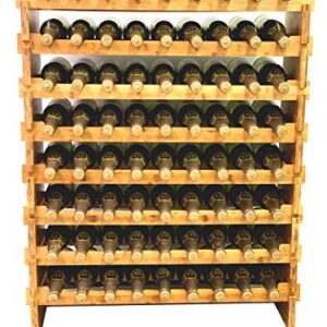 DECOMIL 72 Bottle Stackable Modular Wine Rack Wine Storage Rack Solid Bamboo Wine Holder Display Shelves, Wobble-Free (Eight-Tier, 72 Bottle Capacity)