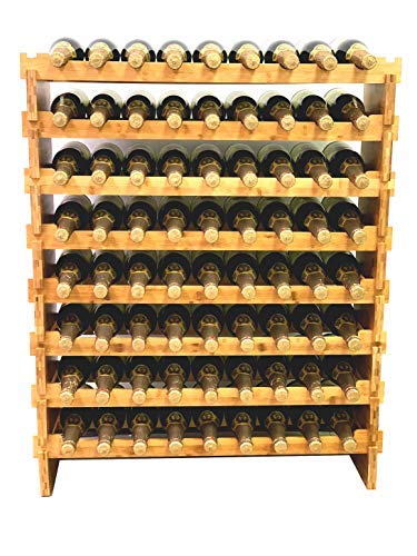 DECOMIL 72 Bottle Stackable Modular Wine Rack Wine Storage Rack Solid Bamboo Wine Holder Display Shelves, Wobble-Free (Eight-Tier, 72 Bottle Capacity)