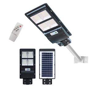 120w solar street light dusk to dawn,parking lot lights 18000mah iron phosphate battery led outdoor lighting,9600lm light/pir motion sensor for garage,patio,garden,driveway