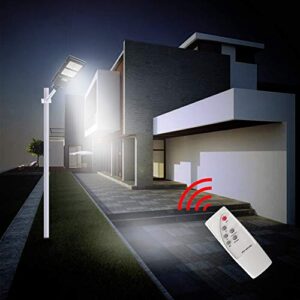 120W Solar Street Light Dusk to Dawn,Parking Lot Lights 18000mAH Iron Phosphate Battery LED Outdoor Lighting,9600Lm Light/PIR Motion Sensor for Garage,Patio,Garden,Driveway