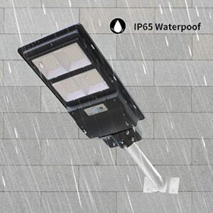 120W Solar Street Light Dusk to Dawn,Parking Lot Lights 18000mAH Iron Phosphate Battery LED Outdoor Lighting,9600Lm Light/PIR Motion Sensor for Garage,Patio,Garden,Driveway