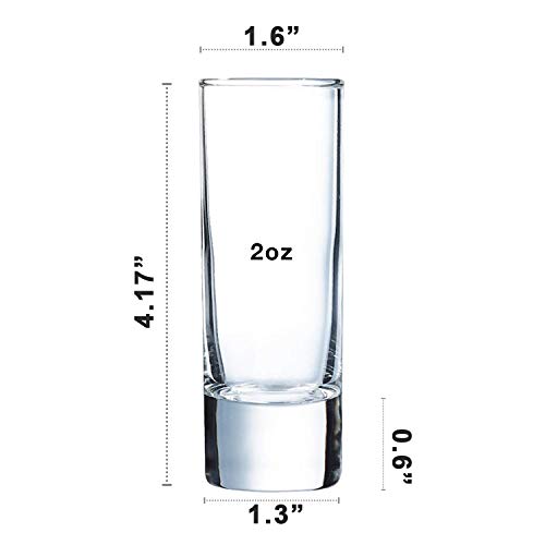 Farielyn-X Clear Heavy Base Shot Glasses 12 Pack, 2 oz Tall Glass Set for Whiskey, Tequila, Vodka