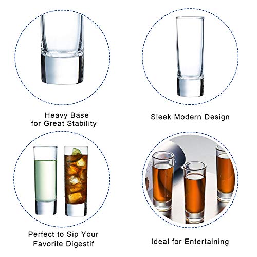 Farielyn-X Clear Heavy Base Shot Glasses 12 Pack, 2 oz Tall Glass Set for Whiskey, Tequila, Vodka