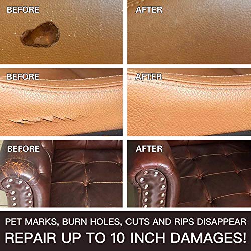 Brown Leather Repair Kits for Couches - Vinyl and Leather Repair Kit -Leather Paint- Leather Scratch, Tears & Burn Holes Repair for Refurbishing Upholstery, Couch, Boat, Car Seats - Leather Dye Brown