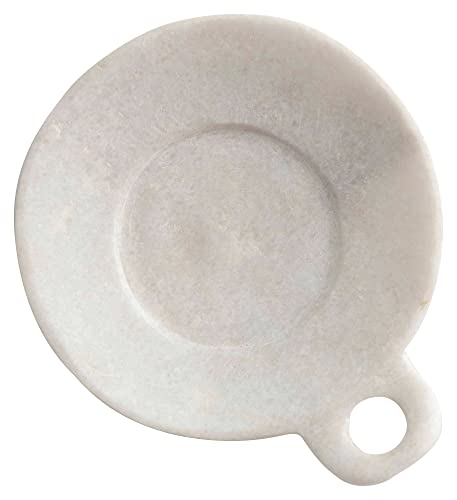 Creative Co-Op Small Marble Handle Dish, 4", White