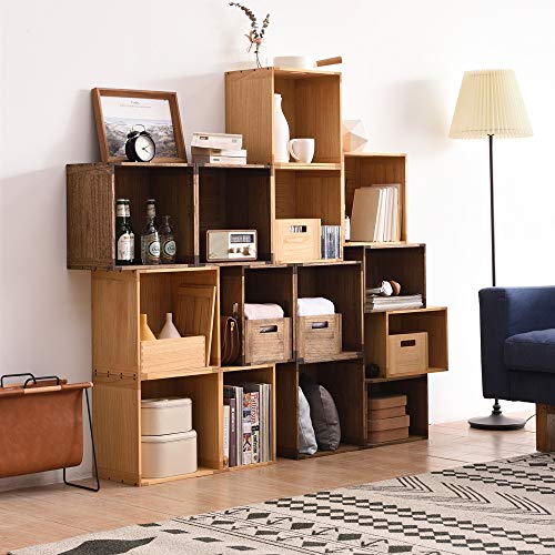 KIRIGEN Stackable Wood Storage Cube/Basket/Bins Organizer for Home Books Clothes Toy Modular Open Cubby Storage System - Office Cubical Bookcase Closet Shelves C26-NA