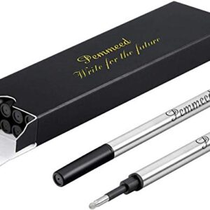 Pemmeed Rollerball Pen Refills Smooth Writing German Gel Ink,Parker Waterman Compatible Pen Refills Metal Standard Size Fine Point Black Ink Pack of 10 (Black)