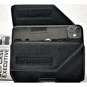 Executive Leather Cell Phone Belt Holder for iPhone 14,13, 12, iPhone 11 / 12 Pro, SE2020 Holster Pouch, Rugged and Heavy Duty, Strong, Secure Belt Clip Holder, Fits with Slim-Fit Mobile Phone Case