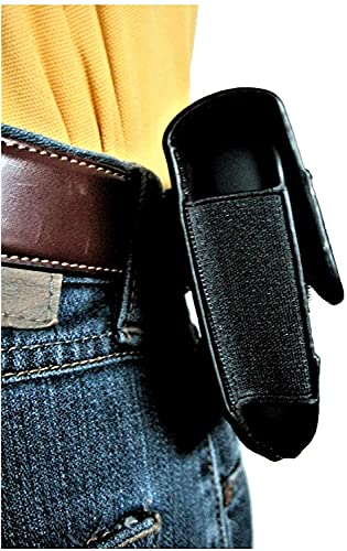 Executive Leather Cell Phone Belt Holder for iPhone 14,13, 12, iPhone 11 / 12 Pro, SE2020 Holster Pouch, Rugged and Heavy Duty, Strong, Secure Belt Clip Holder, Fits with Slim-Fit Mobile Phone Case