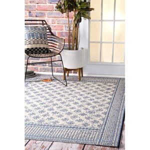 nuloom jardine de millefleurs indoor/outdoor area rug, 6' x 9', blue