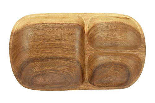 Creative Co-Op DF3141 Divided 3-Section Wood Serving Tray, Brown