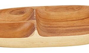 Creative Co-Op DF3141 Divided 3-Section Wood Serving Tray, Brown