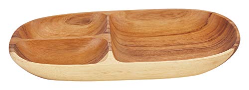 Creative Co-Op DF3141 Divided 3-Section Wood Serving Tray, Brown