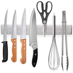 12 inch magnetic knife strip, premium stainless steel wall mounted kitchen knives bar,space-saving powerful no drilling magnetic knife rack for home kitchen utensil holder & tool holder