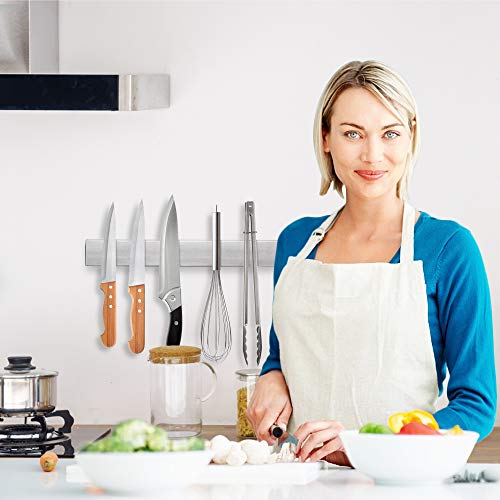 12 Inch Magnetic Knife Strip, Premium Stainless Steel Wall Mounted Kitchen Knives Bar,Space-Saving Powerful No Drilling Magnetic Knife Rack for Home Kitchen Utensil Holder & Tool Holder